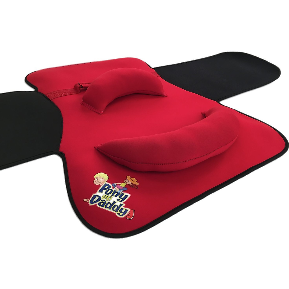 Pony Up Daddy - Neoprene Parent Saddle with Easy Close Strap - Features Padded Seat and Grab Handle for Safe and Comfortable Play Pony Rides - Fits Up to 50" Chest Size - Raider Red