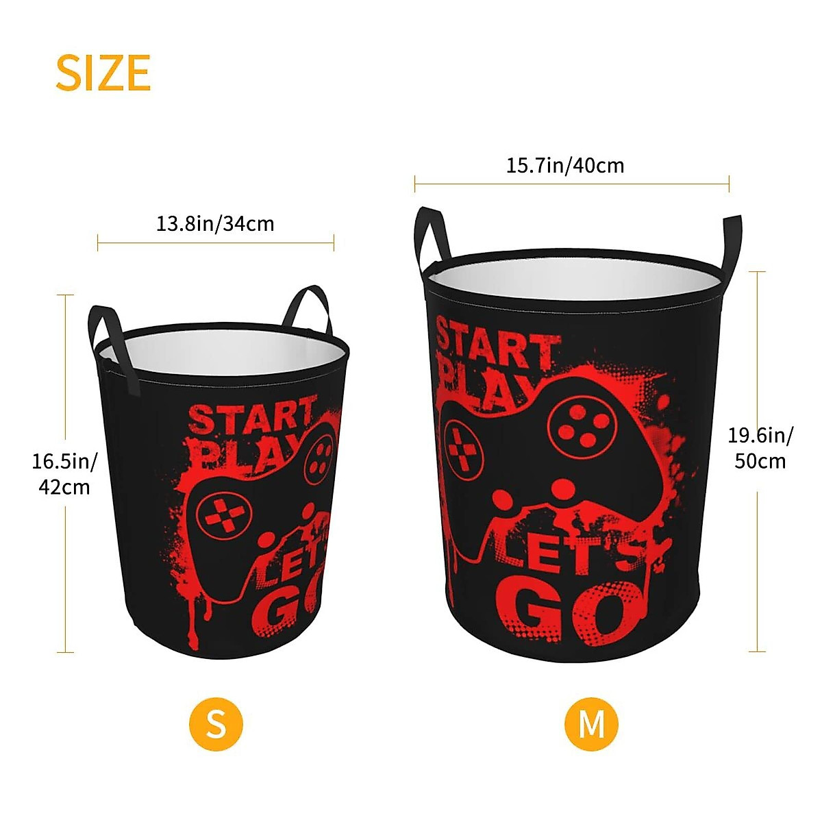 Gbuzozie Game Joystick Round Laundry Hamper Storage Basket Toys Clothes Organizer Bin For Home Bathroom Bedroom Dorm Nursery, 38l