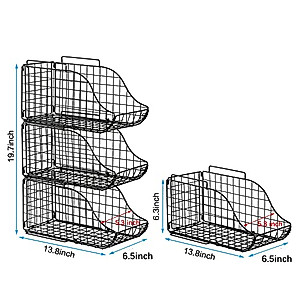 Stackable Pantry Can Dispenser Baskets 3-Pack, Standing Beverage Drink Pop Soda Can Storage Organizer Bin with Handles, Foldable Canned Food Holder for Kitchen Countertop Cabinet