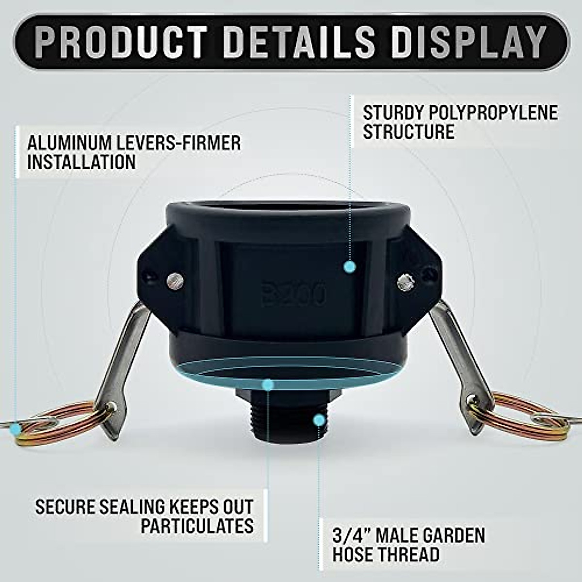 CAROPAK - 275-330 Gallon IBC Tank Adapter - IBC Tote Adapter for Garden Hose - 2 Inch Camlock Fittings to 3/4 Inch Male Garden Hose Thread - IBC Tote Fittings
