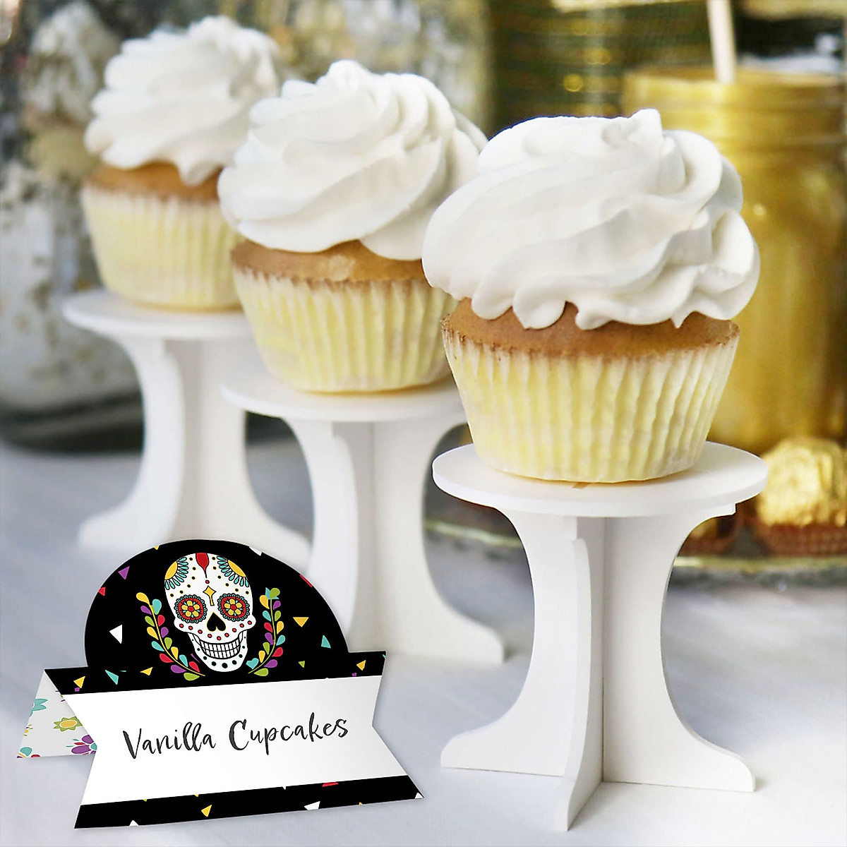 Big Dot of Happiness Day of the Dead - Halloween Sugar Skull Party Tent Buffet Card - Table Setting Name Place Cards - Set of 24