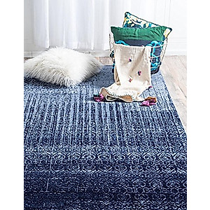 Unique Loom Del Mar Collection Area Rug-Transitional Inspired with Modern Contemporary Design, Rectangular 5' 1" x 8' 0", Blue/Navy Blue