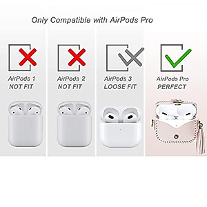 Secbolt Leather Cases Compatible with Airpod Pro Case Cover Cute for Women, Pink, Protective Cover Bag Purse with Strap Compatible with Apple AirPods Pro 2019