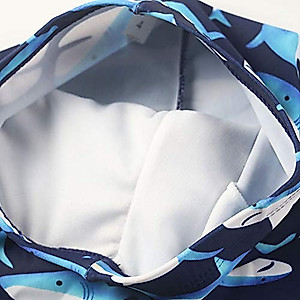 Baby Boys Two Piece Swimsuits Rash Guard Short Sleeve Shark Bathing Suit Swimwear Sets with Hat UPF 50+ for Kids (White Shark, 6-7 Years)