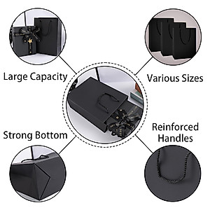 SHIPKEY 10 Pack Small Gift Bags | 6x2.5x8inch Black Gift Bags, Gift Bags for Men, Wedding Gift Bags, Black Paper Bags