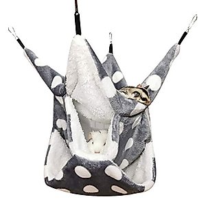 LEFTSTARER Rat Ferret Sugar Glider Cage Hammock Bedding Small Pet Cage Accessories Toy Triple-Layer Hammock Bedding for Hamster Guinea Pig Sugar Glider Rat Ferret Chinchilla Playing Sleeping(Grey)