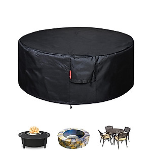 SheeChung Fire Pit Cover Round 60"Dx24"H,Waterproof Heavy Duty 600D Polyester Fire Pit Cover,Large Shelter for Outdoor Patio Fireplace Table Chair,Patio Furniture Covers