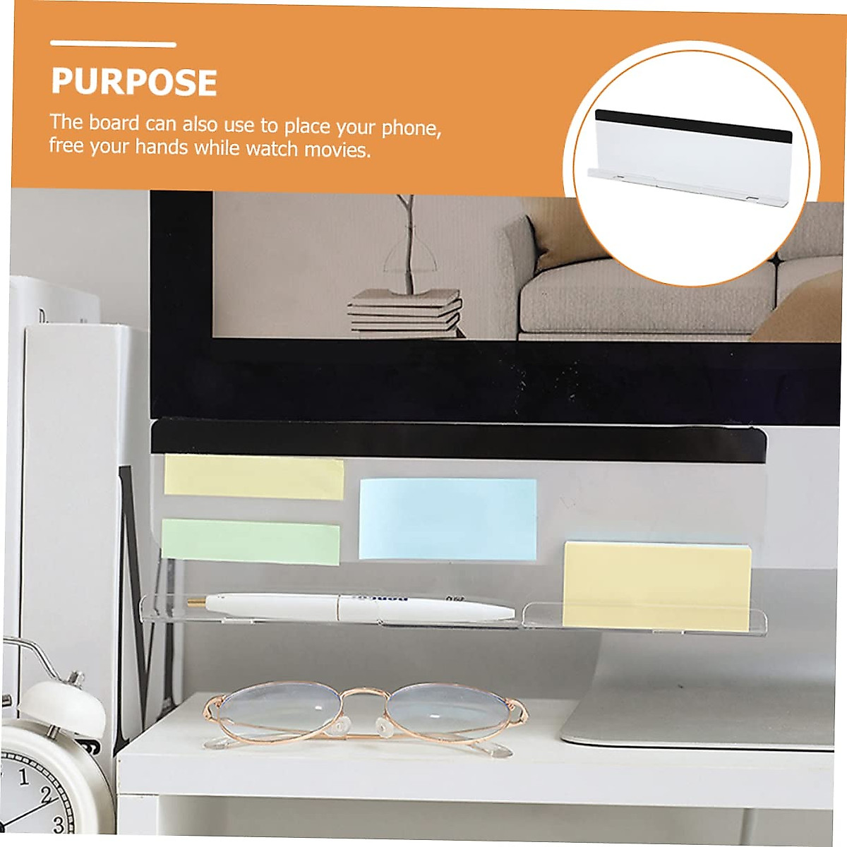 ULTECHNOVO 2pcs Message Parcel Shelf Monitor Side Panel Memo Notes Boards Memo Pad Monitor Message Memo Board Note Board Clear Stand Memo Message Board Screen Side Acrylic The Side