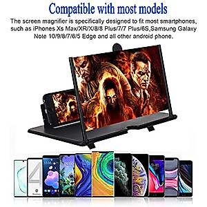 12inch Phone Screen Magnifier,3D Screen Magnifier for Cell Phone,Smartphone Foldable Screen Magnifier, Mobile Phone Amplifier Fit for All Smartphone