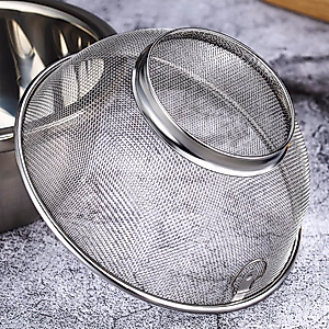 2 Pack Stainless Steel Mesh Colander Kitchen Fine Mesh Strainer Bowl Straining Screen Basket Drainer Rice Washing Bowl Colander Sieve Sifters for Rice, Pasta, Noodles, Vegetables, Fruits