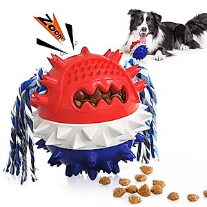HGB Squeaky Dog Toys for Aggressive Chewers, Tough Dog Chew Toys for Large Medium Dogs, Indestructible Dog Toy to Keep Them Busy, Treat Dispensing Dog Toys for Boredom & Enrichment