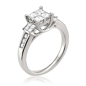 Beyond Brilliance 1.00 Carat Invisible Set Princess & Round Cut Natural Diamond Engagement Ring (H-I, I1-I2) for Women | Fine Jewelry for Her | Gift Box Included