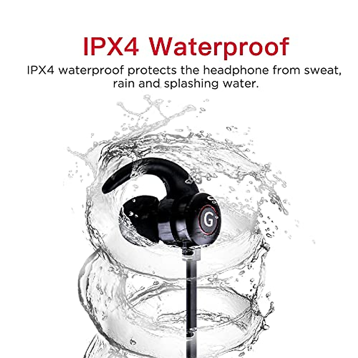 Gigastone Bluetooth 5.0 Neckband Sweat-Proof Headset with 10H Music Playtime, 240H Standby Time, Wireless Earphone for Sports Office with IPX4 Waterproof.