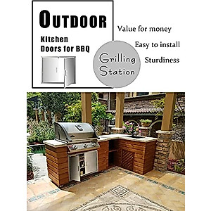 S7 Outdoor Kitchen Doors, 31W x 24H Inch, BBQ Door Stainless Steel Wall Construction Vertical, Outdoor Kitchen Door for BBQ Island, Grilling Station, Outside Cabinet