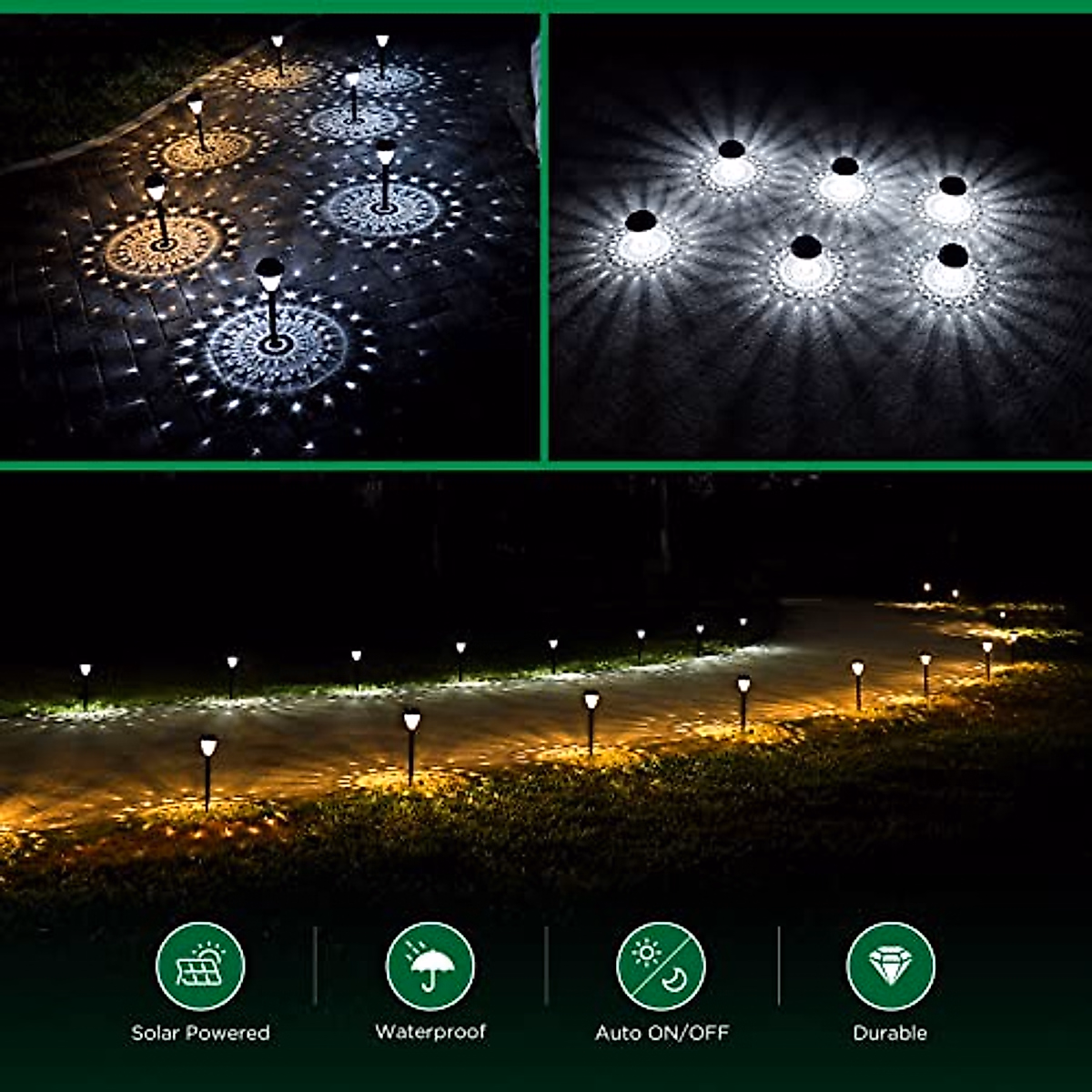 URAGO Super Bright Solar Lights Outdoor Waterproof 10 Pack, Dusk to Dawn Up to 12 Hrs Solar Powered Outdoor Pathway Garden Lights Auto On/Off, LED Landscape Lighting Decorative for Walkway Patio Yard