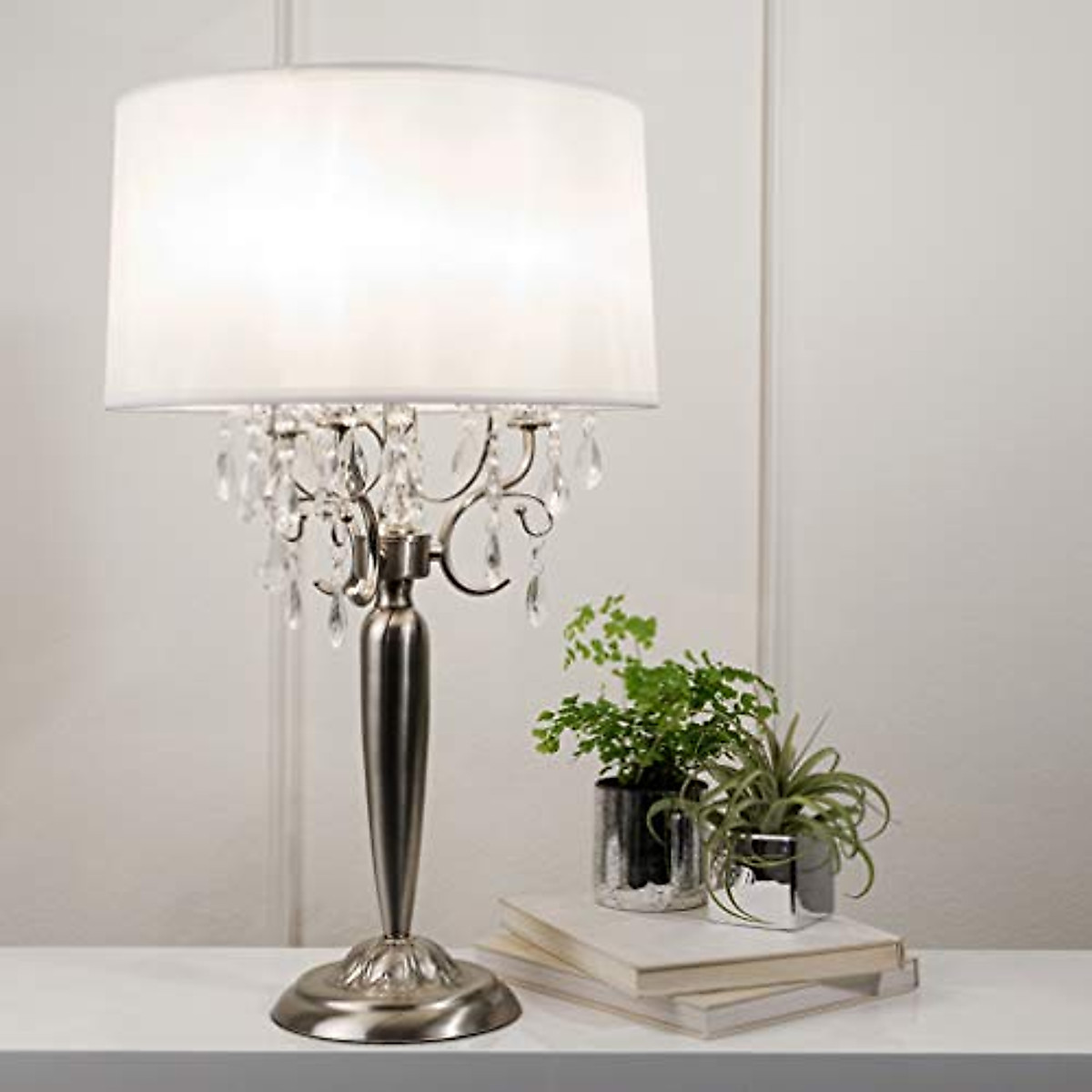 Ok Lighting OK-5109T Crystal Silver Table Lamp, 16" x 16" x 30"