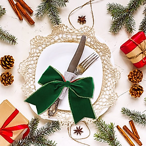 Yungyan Velvet Wired Ribbons with Gold Edge Gift Bow Wrapping Ribbon Waterproof Felt Ribbon for Home Decor, Gift Wrapping, Wreath DIY Crafts, Christmas Tree(Green Red, 2.5 Inch x 35 Yards)