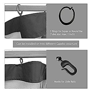 SunCula Replacement Universal Gazebo Netting 4 Panels with Zipper for Garden Patio Yard, ONLY Netting(12'x12', Black)