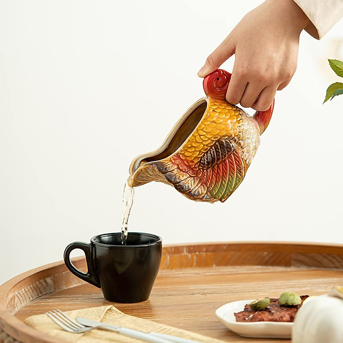 YINYUEDAO Turkey Shaped Tea Pot with Infusion - Blooming and Loose Leaf Tea, Stovetop Safe Ceramic Teapot - Stovetop Teapot for Women and Adults - A Gift for Grandma