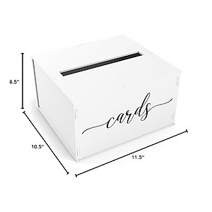 Wooden Wedding Card Box with Slot | Wedding Decorations for Reception, Card Box for Wedding Gifts & Money | Rustic Card Box with Lid | Baby Shower, Bridal Shower, Graduation Card Box - White