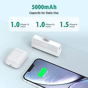 KKD Portable Charger for iPhone MFi Certified 5000Mah Fast Charging Small Power Bank Mini Portable Battery Pack Compact Phone Charger for iPhone