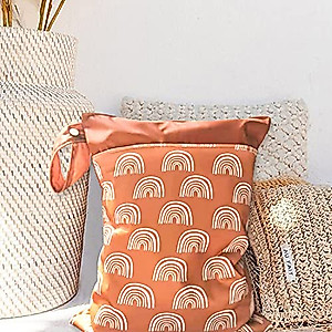 Smarbore Wet Dry Bags for Baby Cloth Diapers & Breast Pump Parts, Waterproof Reusable Wet Bag with Two Zippered Pockets & Handle, Beach Pool Gym Bag Stroller Yoga Toiletries Daycare Organizer