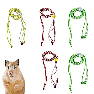 5 Pack Adjustable Hamster Harness Small Animal Bell Harness Rope Harness Small Animal Safety Rope with Bell for Chinchilla Rabbit Hamster Guinea Pig Squirrel Small Animal