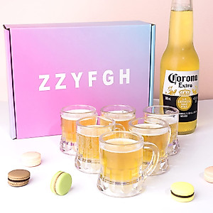 ZZYFGH Mini Plastic Beer Mugs, 2 Oz Mini Beer Glasses Shot Glasses with Handle for Party (Set of 12)