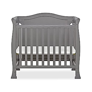 Dream On Me Addison Full Panel 4-in-1 Convertible Mini Crib in Storm Grey, JPMA Certified Baby Crib, Non-Toxic Finish, New Zealand Pinewood, Low to Floor Design