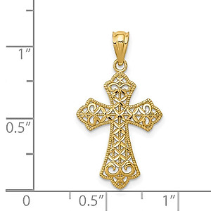 14k Polished Filigree Cross Pendant QK6273