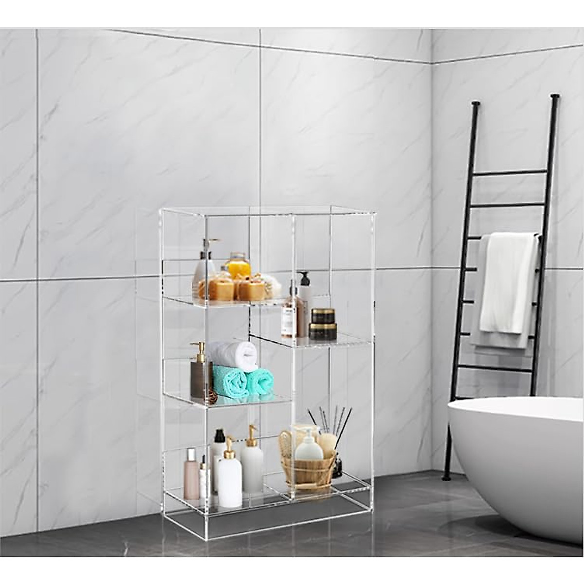 ONELUX 2306 Multi-Functional Acrylic Storage Rack,Shelf Opening, Bedroom Living Room Bathroom Vertical Bookcase, Display Shelf, Storage Organizer, (5 Cube)