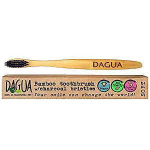 DAGUA Eco-friendly Bamboo Toothbrush with Charcoal Bristles BPA-free in ecofriendly packing (soft bristles - 1 count)