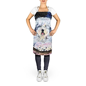 Caroline's Treasures SS8443APRON Starry Night Old English Sheepdog Apron Cooking Kitchen Server Baking Crafts Gardening for Adult Women Men, Unisex, Large, Multicolor
