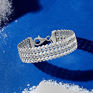 Ross-Simons Italian Sterling Silver Multi-Row Heart Bracelet