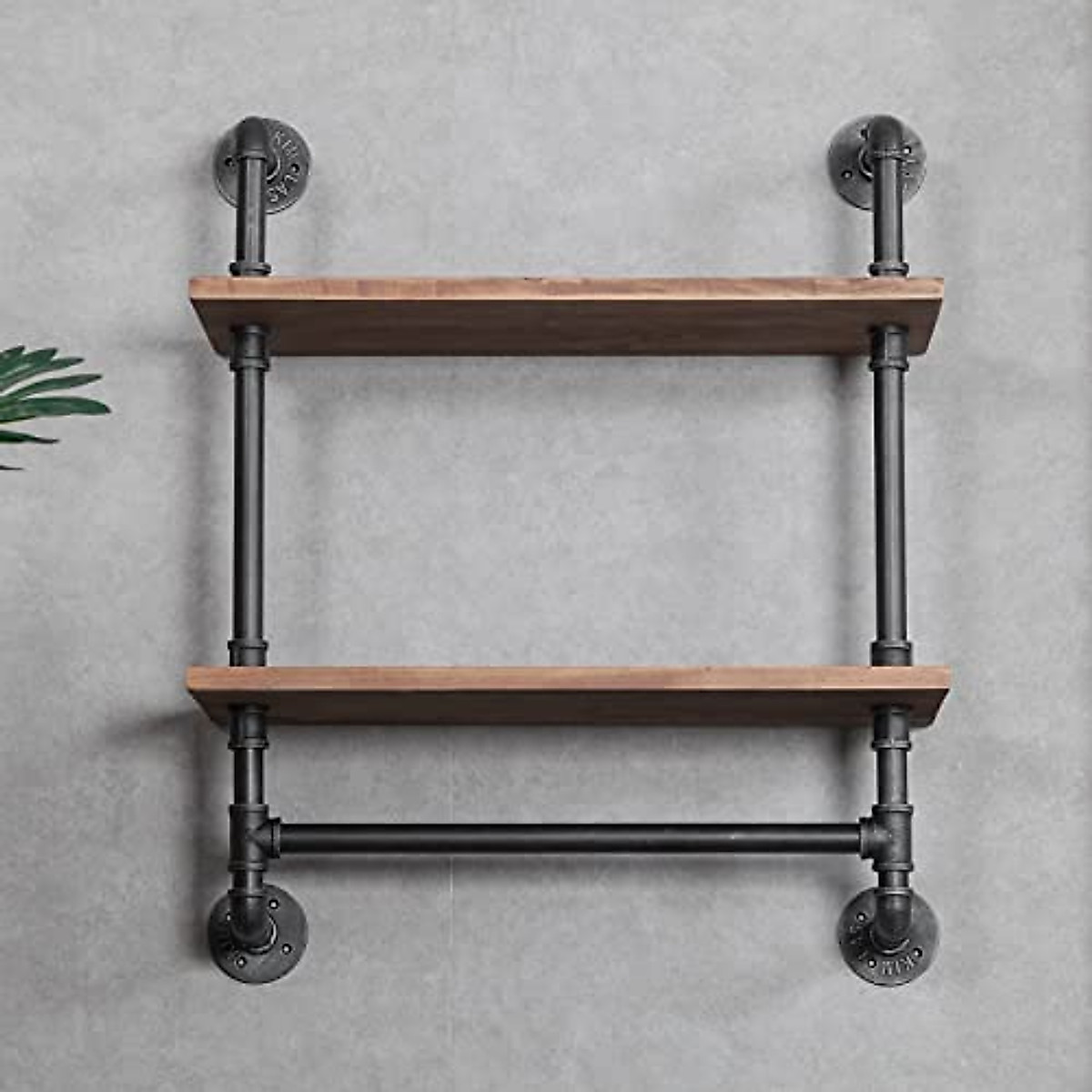 RZGY Industrial Pipe Shel with Towel Bar, 2 Tier 23.6" Towel Racks for Bathroom, Rustic Farmhouse Pipe Industrial Wall Shelves Bathroom Shelves Over Toilet for Storage