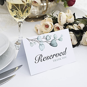 CLEVER SIGNS Reserved Table Signs, Pack of 25, Reserved Signs for Weddings, Receptions, Christmas, Events, 4x6 inches Reservation Cards for Tables, Greenery Watercolor Reserved Signs
