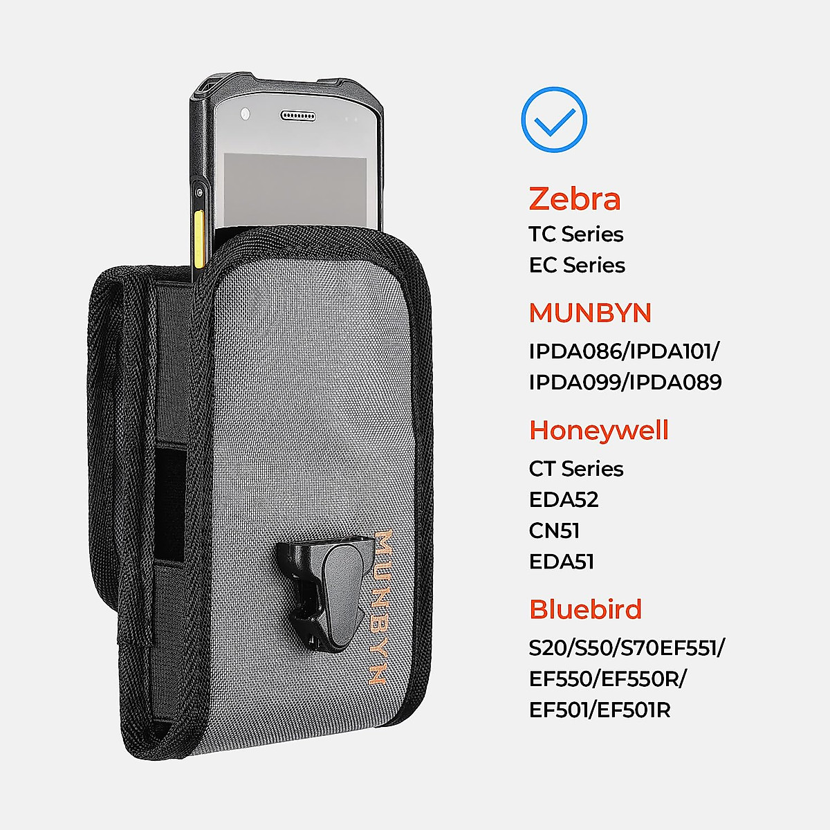 MUNBYN 2024 Android Barcode Scanner 035Pro, Android13 PDA, 4GB+64GB Barcode Scanner with Keypad, and Scanner Holster for Zebra/USPS Scanner, Rugged Carrying Barcode Scanner Holster for Zebra TC75x