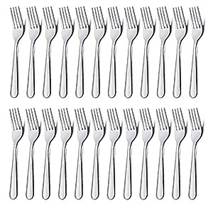 24 Pieces Dinner Forks Set (7.1 inch), Unokit Silver Stainless Steel Dinner Forks Set of 24, Forks Silverware, Flatware Forks for Home, Kitchen or Restaurant - Mirror Polished, Dishwasher Safe 