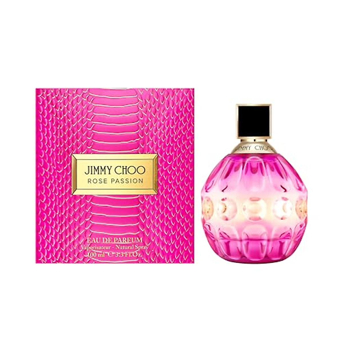 JIMMY CHOO Rose Passion Eau de Parfum - Long Lasting Fragrance with notes of Coconut Water, Orchid & Vanilla - Floral & Woody - 3.3 fl. oz.