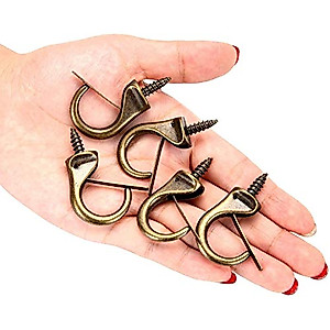 2IN Safety Cup Windproof Hooks,15 Pieces Metal Ceiling Hooks Heavy Duty Windproof Metal Hooks Screw Outdoor Indoor Porch Bathroom Kitchen Wall Hang Hooks Set for Coffee Tea Cup, Plant, Light, Mug