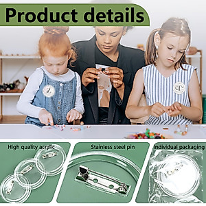 BIGNC 20 Set Clear Plastic Craft Button with Pin,Pins Buttons Design a Button for DIY Crafts(2.36 Inch)