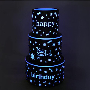 Birthday Cake Three-Tier Champagne Sparklers Bottle Wine Rack Atmosphere Props，Glow Custom Logo Rechargeable Color Flashing，Nightclub Disco Party (Color : RGB, Size : 105 * 60cm)
