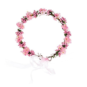 June Bloomy Wedding Hydrangea Flower Headband Spring Flower Crown Wreath Boho Garland Halo (Pink)