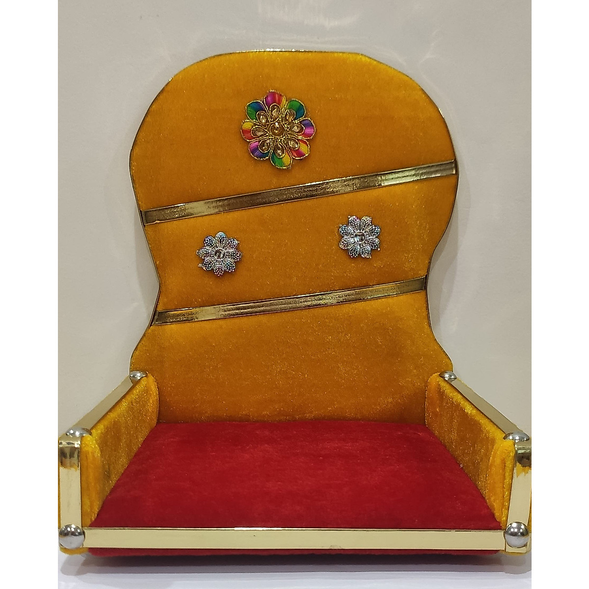Kanha Ladoo Gopal Wooden chowki Cum Sofa Cum Aasan Cum Singhasan Cum Bed kanha Wooden Pooja Chowki (Multicolor, Extra Large)
