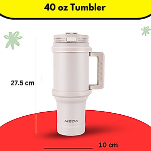 MEDA 40 oz Tumbler with Foldable Handle – Insulated, Reusable Stainless Steel Travel Coffee Mug – Perfect for Travel, Water, Iced Tea, Coffee – Ideal Easter Gift (Cream)