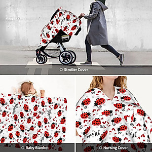 Personalized Lovely Ladybug Baby Car Seats Canopy for Baby with Name, Customize Light Weight Minky Covers for Baby Boys Girls, Nursing Breastfeeding Stroller Cover Canopies for Newborn