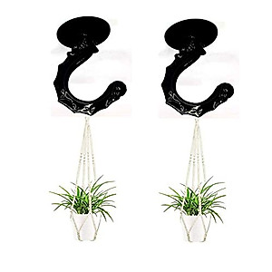 QMseller 2 Sets Metal Ceiling Hooks, Heavy Duty Swag Ceiling Hooks with Hardware for Hanging Plants/Chandeliers/Wind Chimes/Ornament (Black Color)