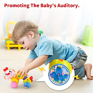 Vanmor Baby Toys 6 to 12 Months, Infant Musical Crawling Toy, Press and Go Interactive Inchworm Toy with Light Up, Caterpillar Tummy Time Educational Toddler Toys 6 7 8 9 12 18 Months Boy Girl Gift