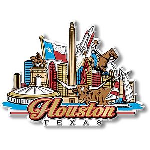 Houston, Texas City Magnet by Classic Magnets, Collectible Souvenirs Made in The USA, 4.2" x 3.1"