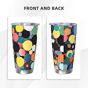 WXZYFP Car cup (single silver rim), can use a straw or drink directly, easy to use.Abstract painting of circles